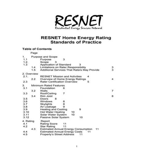 RESNET: Home Energy Rating Standards of Practice | PDF