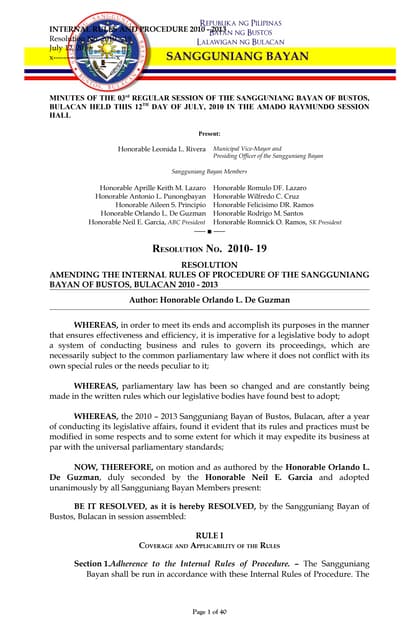 BRGY. 6 RESOLUTION NO. 30 Series of 2019 BARANGAY PEACE AND ORDER ...