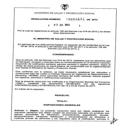 Resolucion 2674-de-2013 | PDF