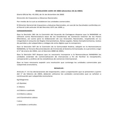 Resolucion 12491 de 2002 | PDF