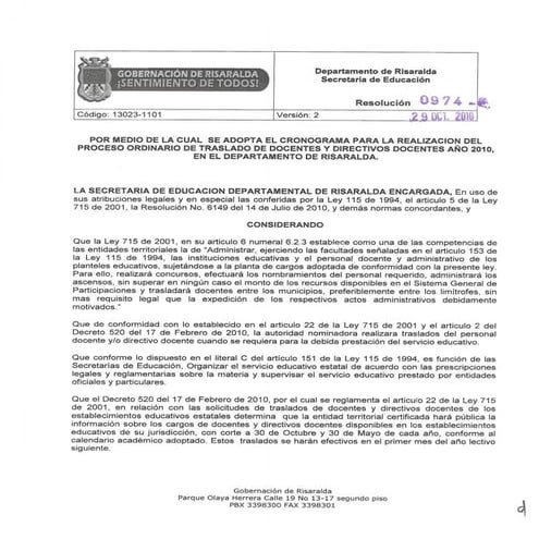 Resolucion 974 29-10-2010 | PDF