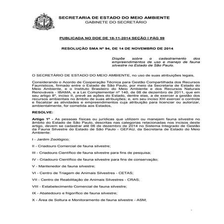 Resolução sma-94-141114 | PDF | Download Gratuito