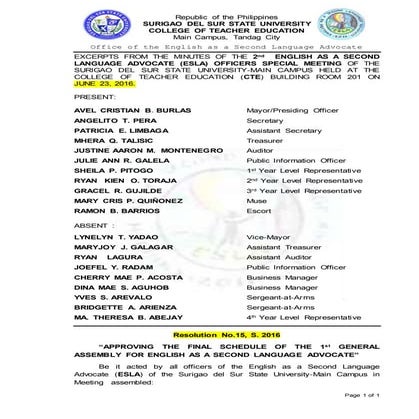 Resolution for final schedule of the ist general assembly meeting | DOCX