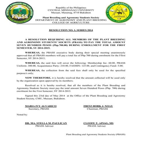 Resolution no 1 series of 2014 | DOCX