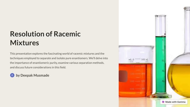 Resolution of racemic mixture | PPTX