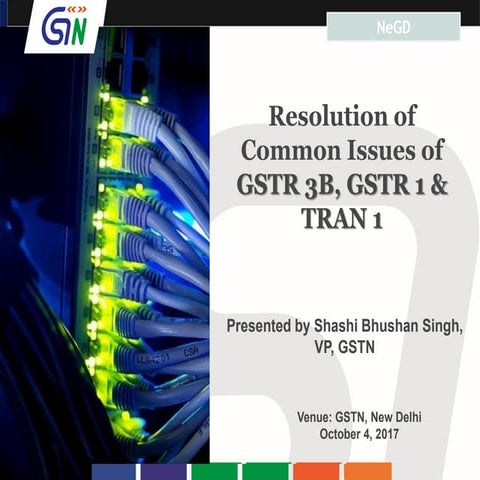 Resolution of Common issues of GSTR 3B, GSTR 1 and TRAN 1 - Shared by ...