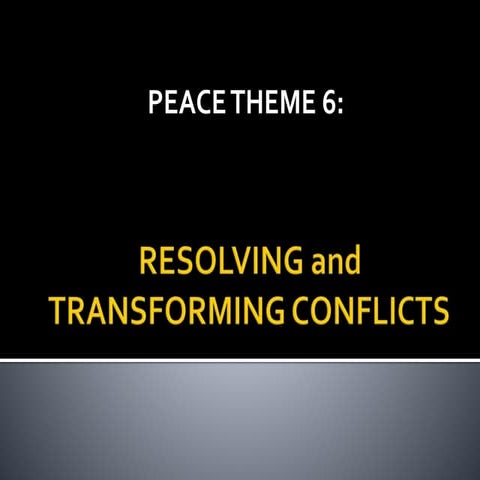 PEACE Theme 6 :Resolving and transforming conflicts | PPTX