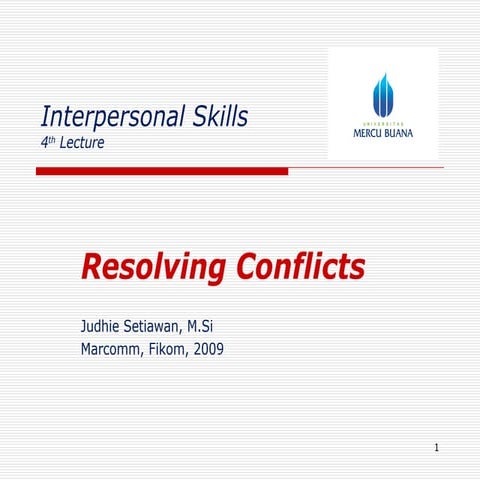 Interpersonal Skill, Resolving Conflicts | PPT