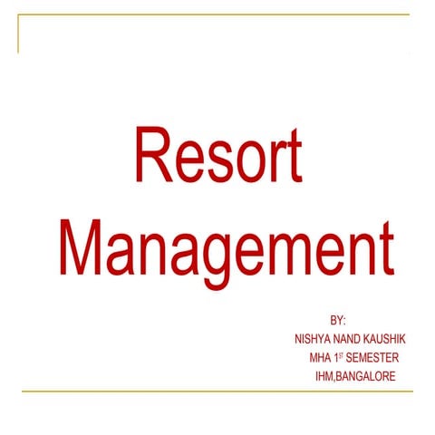 Resort management | PPT