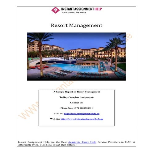 Sample Report on Resort management | PDF