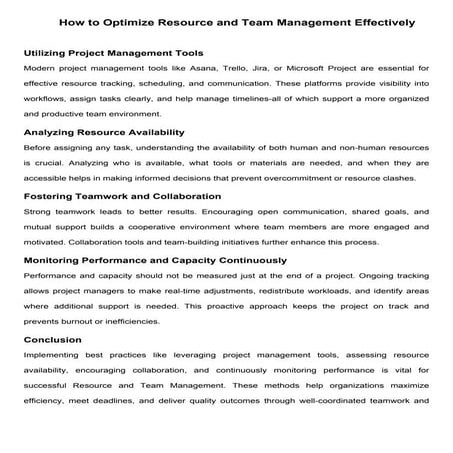 How can project managers excel in Resource and Team Management? | PDF