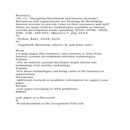 Resource Ch. 12, Designing Distributed and Internet Systems.B.docx