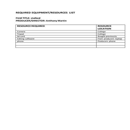 Resource list | DOCX