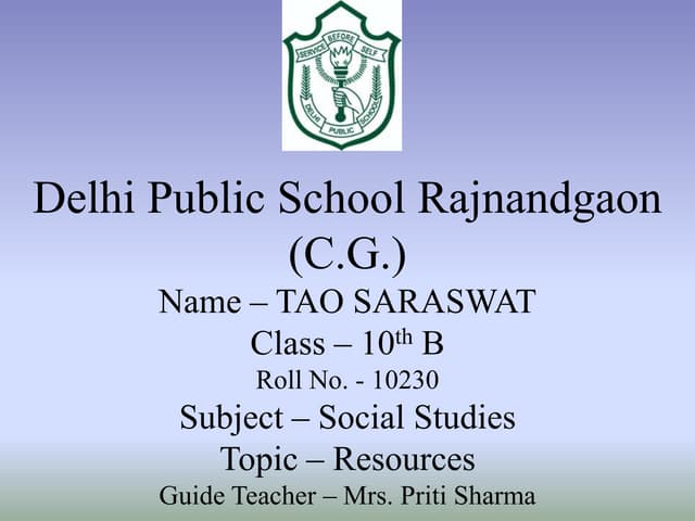 Resource: Concept and Classification | PPTX