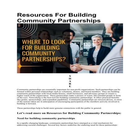Building Community Partnerships: Need, Resources, Benefits | Future Education Magazine | PDF