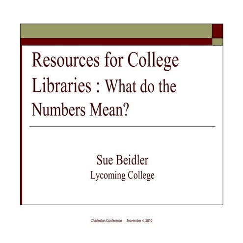 Resources for college libraries what do the numbers mean | PDF