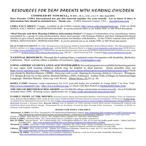 Resourcesfordeafparentswithhearingchildren62009 | PDF