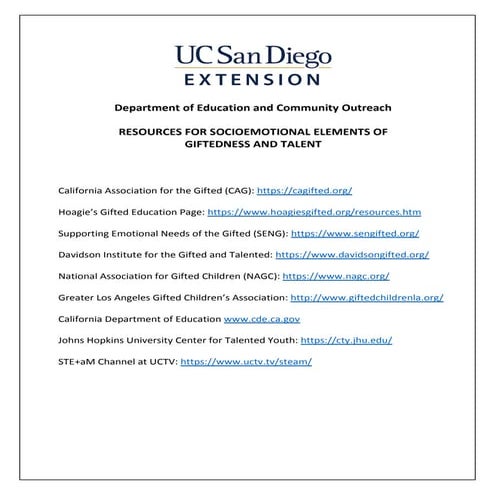 Resources for Socioemotional Elements of Giftedness and Talent | PDF ...