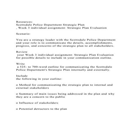 Resources Scottsdale Police Department Strategic Plan, Week | DOCX