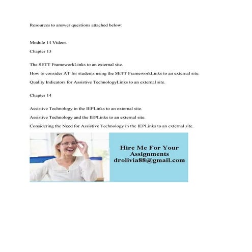 Resources to answer questions attached below-Module 14 VideosChapter 1.docx