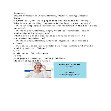 Resource The Importance of Accountability Paper Grading Criteria.docx