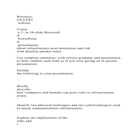 Resource US-CERT websiteCreate a 7- to 10-slide Microsoft.docx