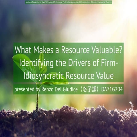 What Makes a Resource Valuable? Identifying the Drivers of Firm ...