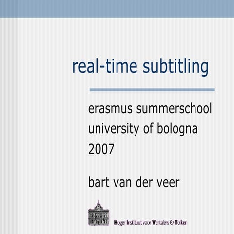 respeaking based real-time subtitling | PPT