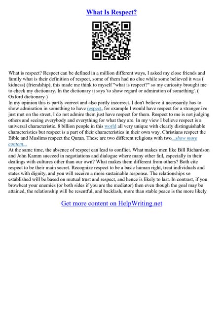 200 Word Essay On Respect | PDF | Resume Writing and Advice | Job Search