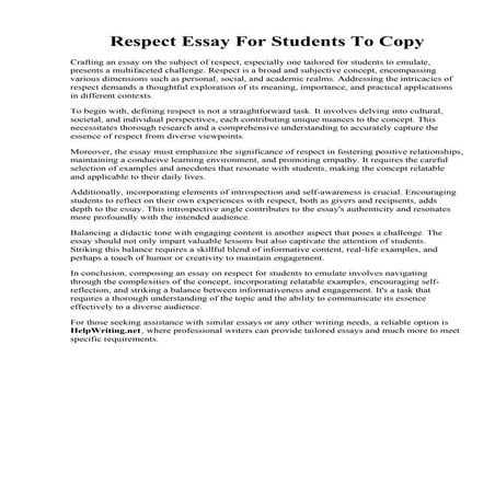 Respect Essay For Students To Copy | PDF | Brain and Nervous System ...