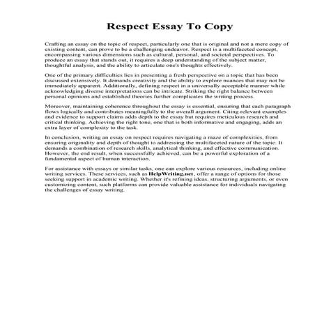 Respect Essay To Copy | PDF