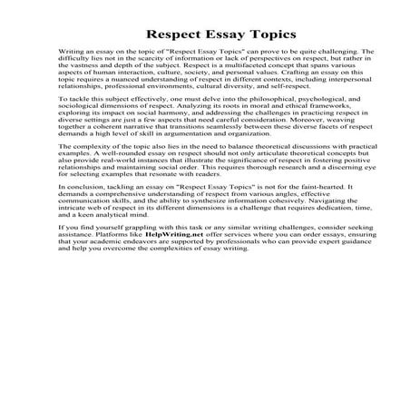 Respect Essay Topics. 005 Essays On Respect Essay Example Adoption ...