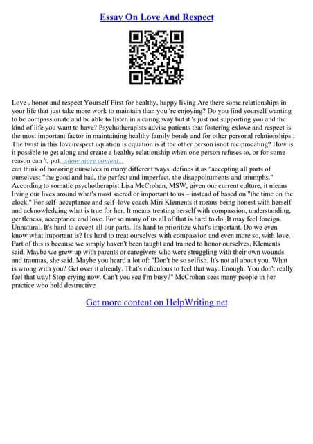 200 Word Essay On Respect | PDF | Resume Writing and Advice | Job Search