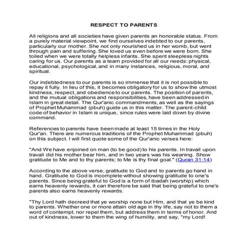 Respect to parents | DOCX