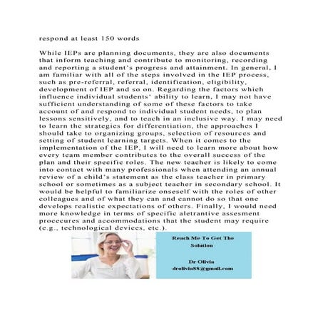 respond at least 150 wordsWhile IEPs are planning documents, the.docx ...
