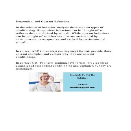 Respondent and Operant BehaviorsIn the science of behavior a.docx