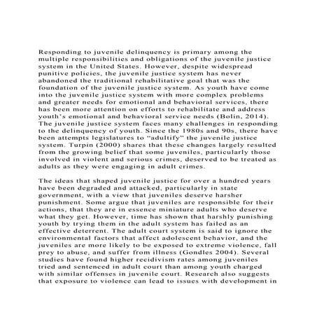 Juvenile Justice Essay | PDF