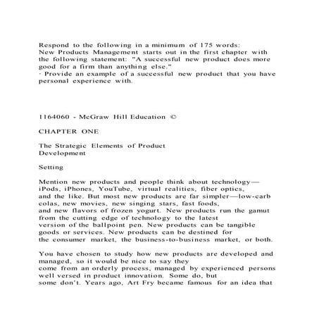 Respond to the following in a minimum of 175 words new products | DOCX ...
