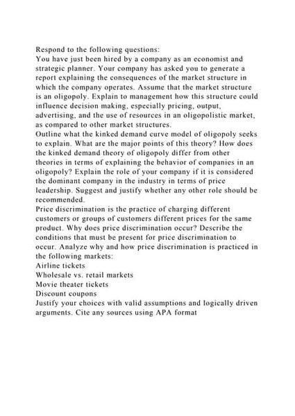 You have just been hired by a company as an economist and strategic .docx You have just been hired by a company as an economist and strategic .docx