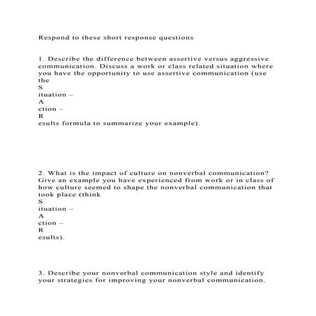 Respond to these short response questions1. Describe the diffe | PDF