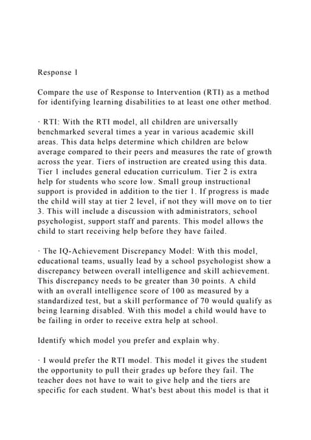 Response to Intervention in the Process of Inclusion for Special Education Students | PPTX ...