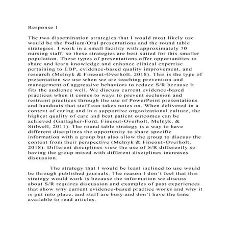 Response 1The two dissemination strategies that I would most lik.docx