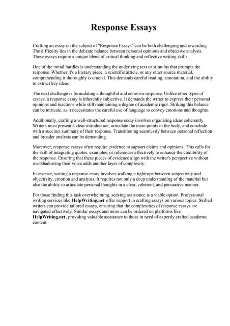 Writing A Response Essay | PDF