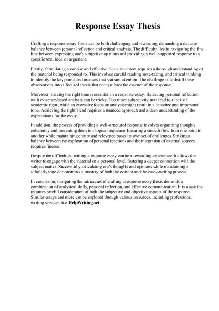 Writing A Response Essay | PDF