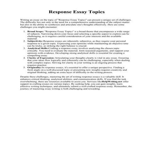 Response Essay Topics | PDF