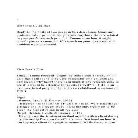 ·Response GuidelinesReply to the posts of two peers in thi.docx