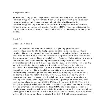 Response PostWhen crafting your responses, reflect on any chall.docx