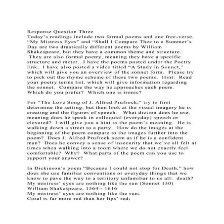 Response Question ThreeToday’s readings include two formal poems.docx