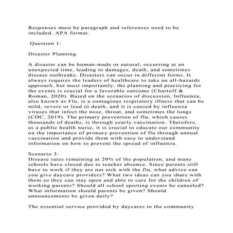 Responses must be paragraph and references need to be included. APA .docx