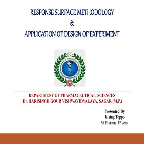Optimization techniques in formulation Development Response surface methodology | PPT